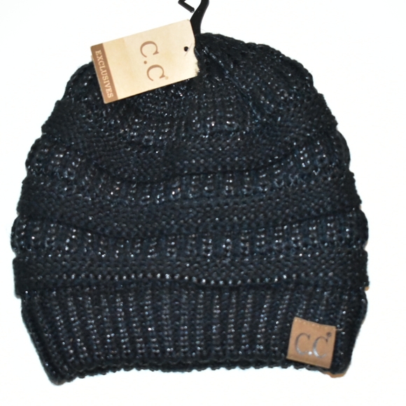 C.C | Other | Ccblack Metallic Beanie Nwt | Poshmark